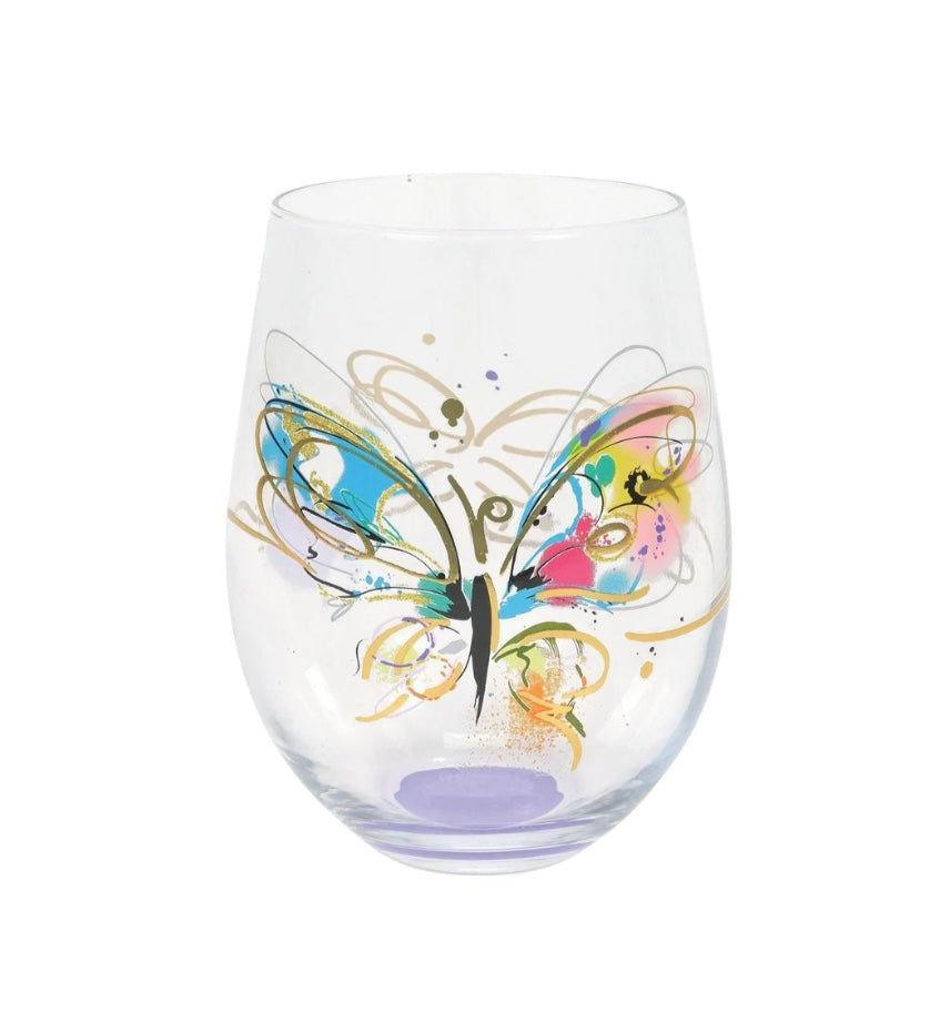 Enesco Connie Haley For Izzy Oliver Butterfly Stemless Wine Glass ...